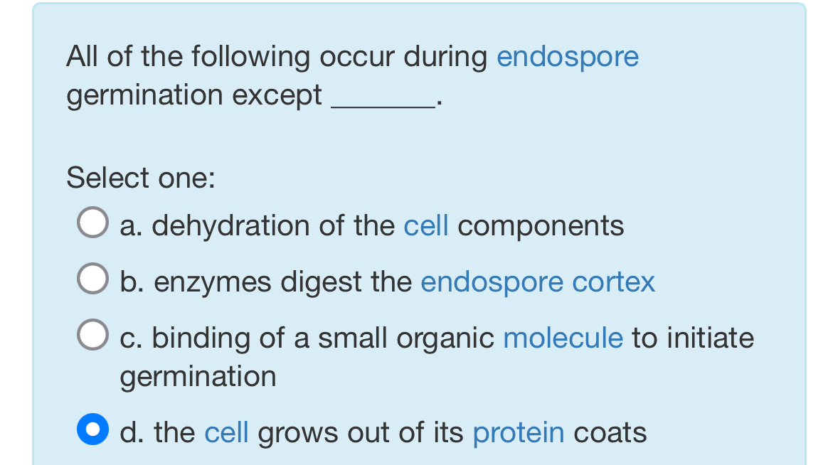 Solved All of the following occur during endospore | Chegg.com
