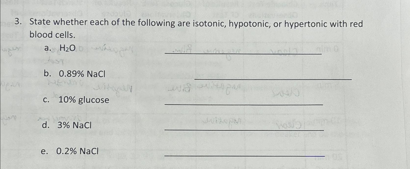 Solved State whether each of the following are isotonic, | Chegg.com