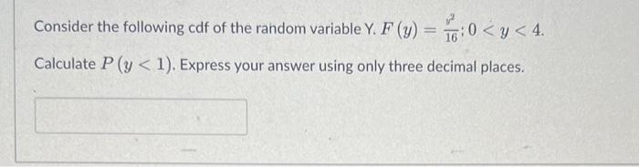 Solved Consider the following cdf of the random variable | Chegg.com