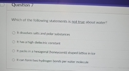 Solved QuestionWhich of the following statements is not true | Chegg.com
