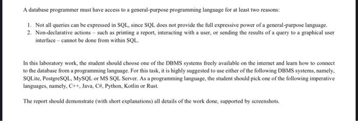 Solved A Database Programmer Must Have Access To A 6962