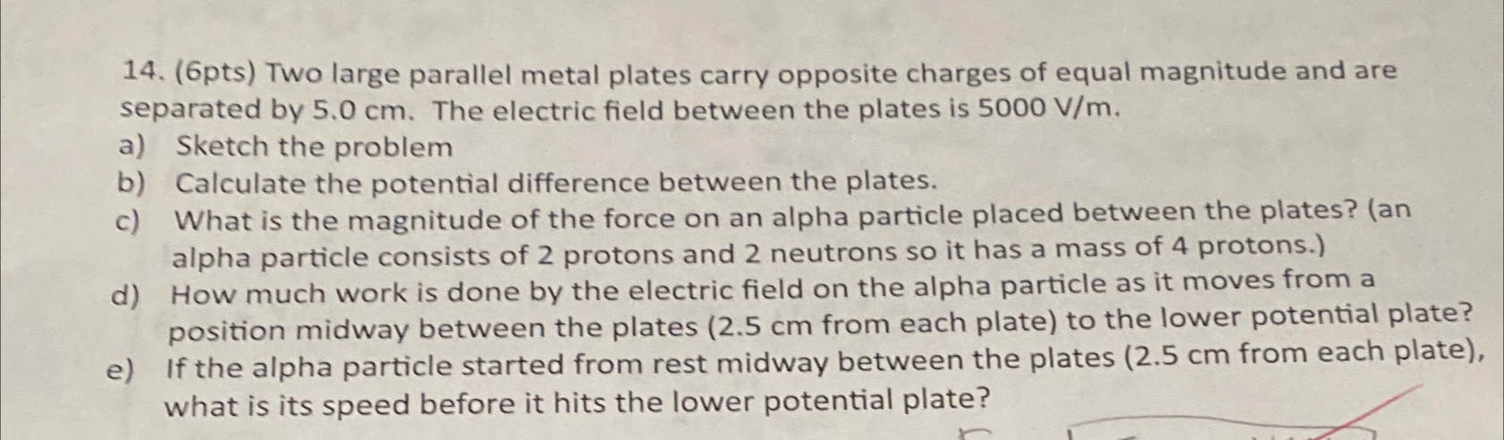 Solved (6pts) ﻿Two large parallel metal plates carry | Chegg.com