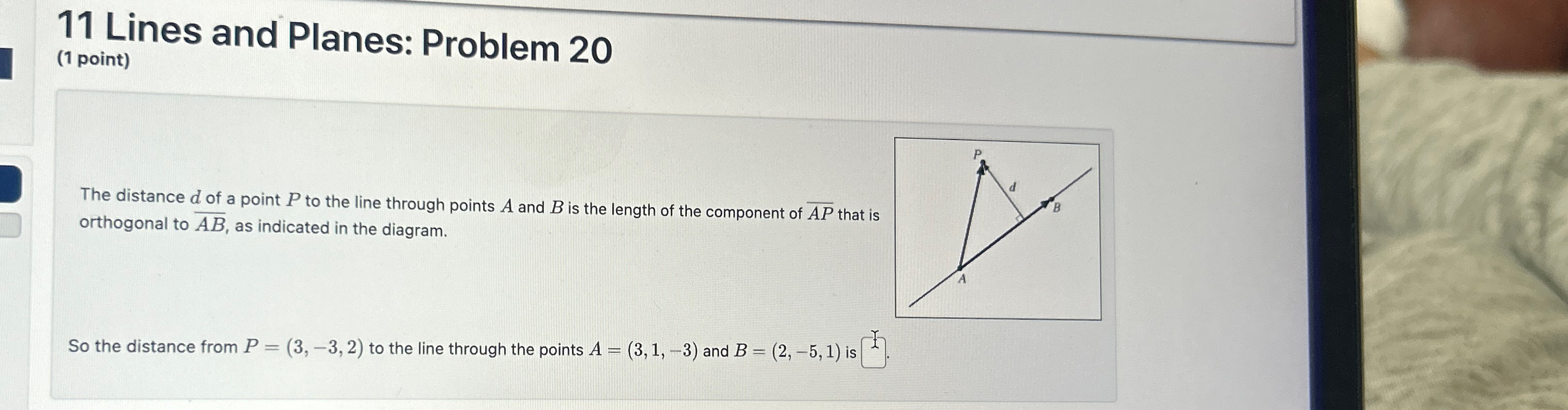 Solved 11 ﻿Lines and Planes: Problem 20(1 ﻿point)The | Chegg.com