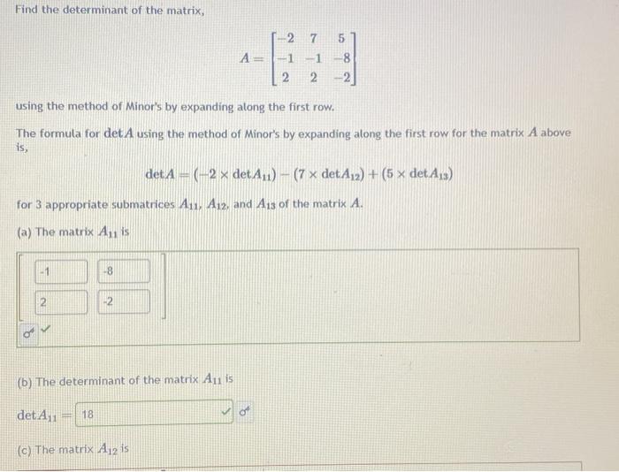Solved Find the determinant of the matrix, | Chegg.com