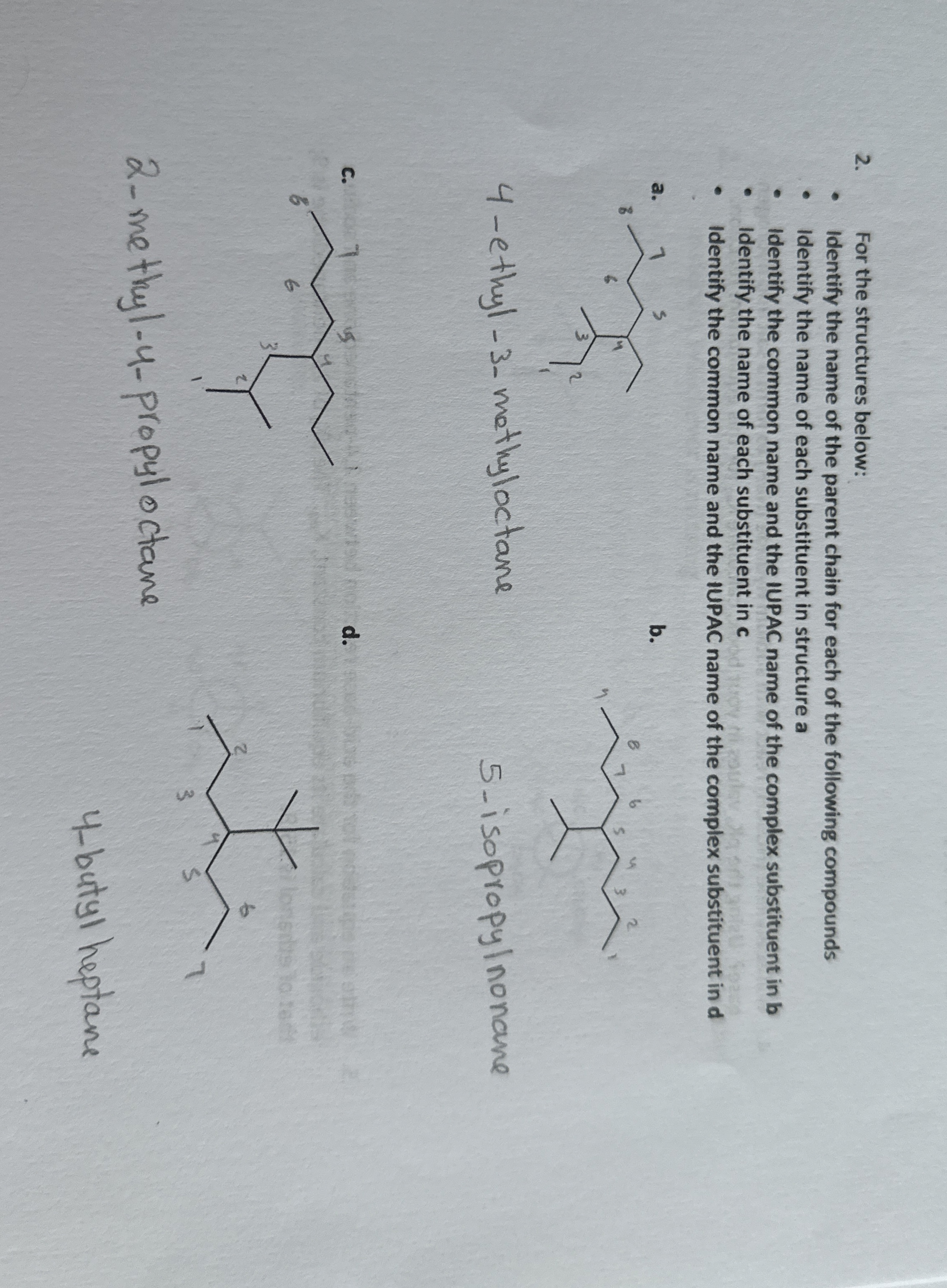Solved For the structures below:Identify the name of the | Chegg.com