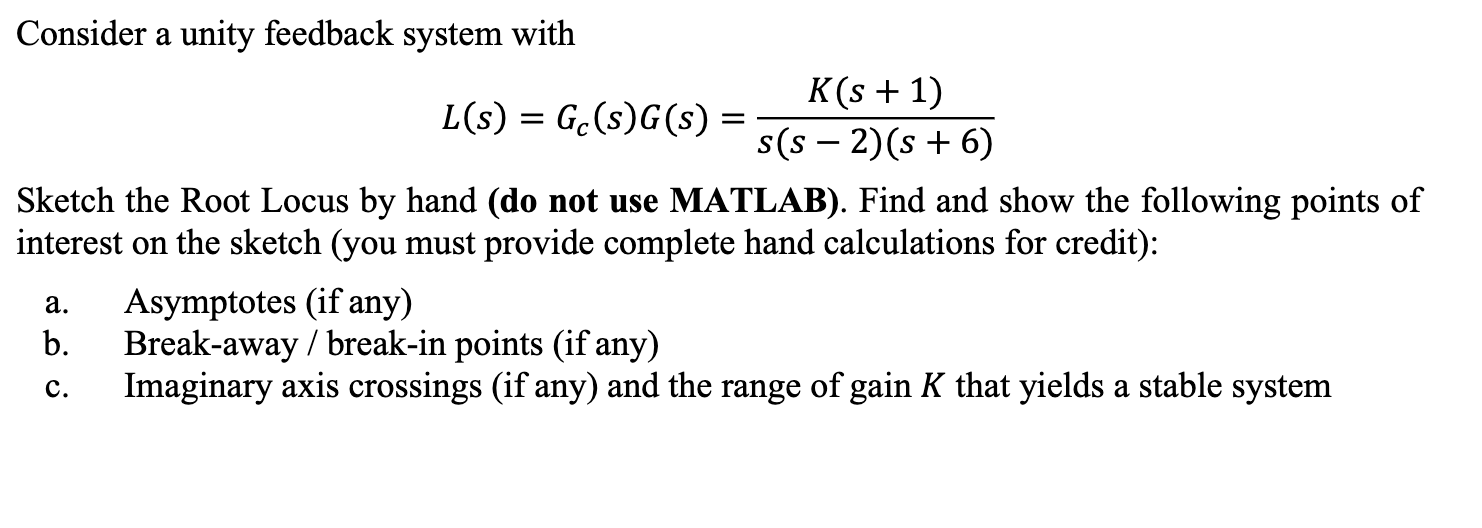 Solved Ask a question...Consider a unity feedback system | Chegg.com