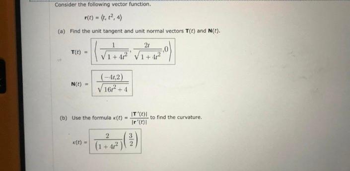Solved Consider the following vector function. r(t)=(t,t2,4) | Chegg.com