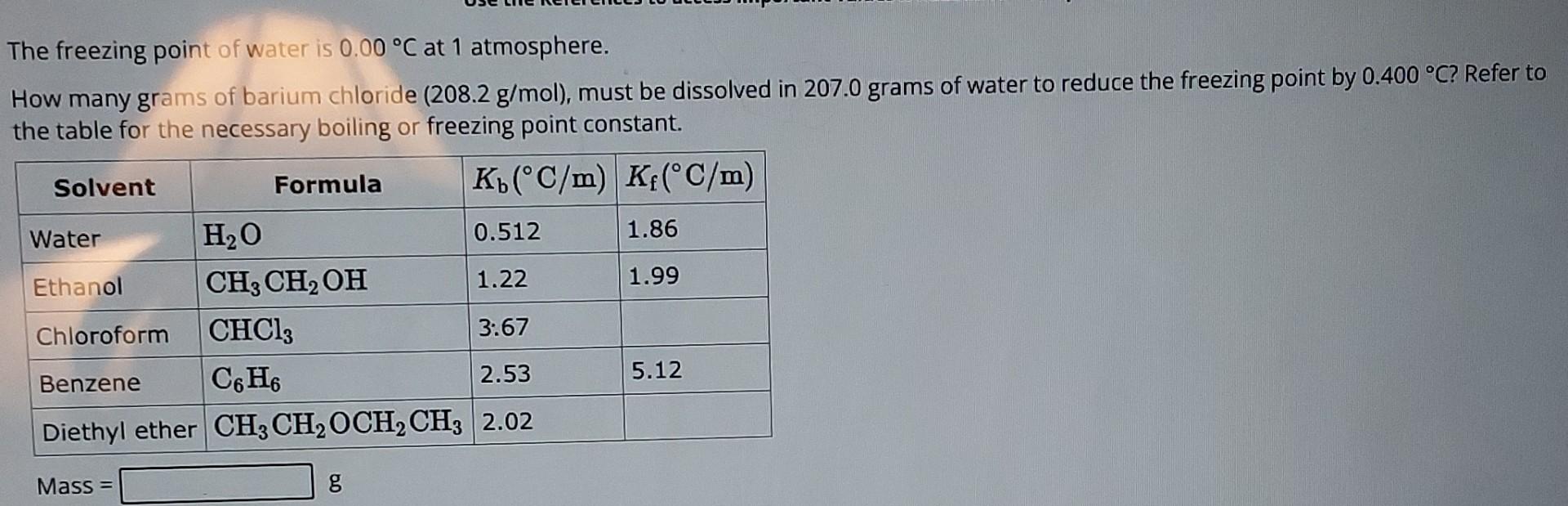 Solved The freezing point of benzene C6H6 is 5.50∘C at 1 | Chegg.com