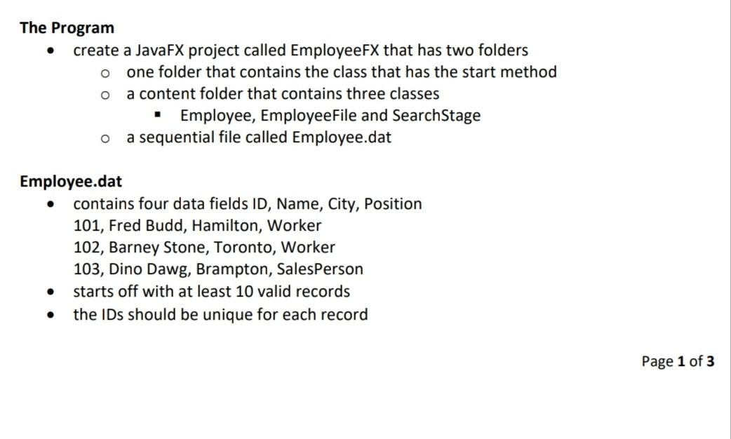 Solved The Program - create a JavaFX project called | Chegg.com