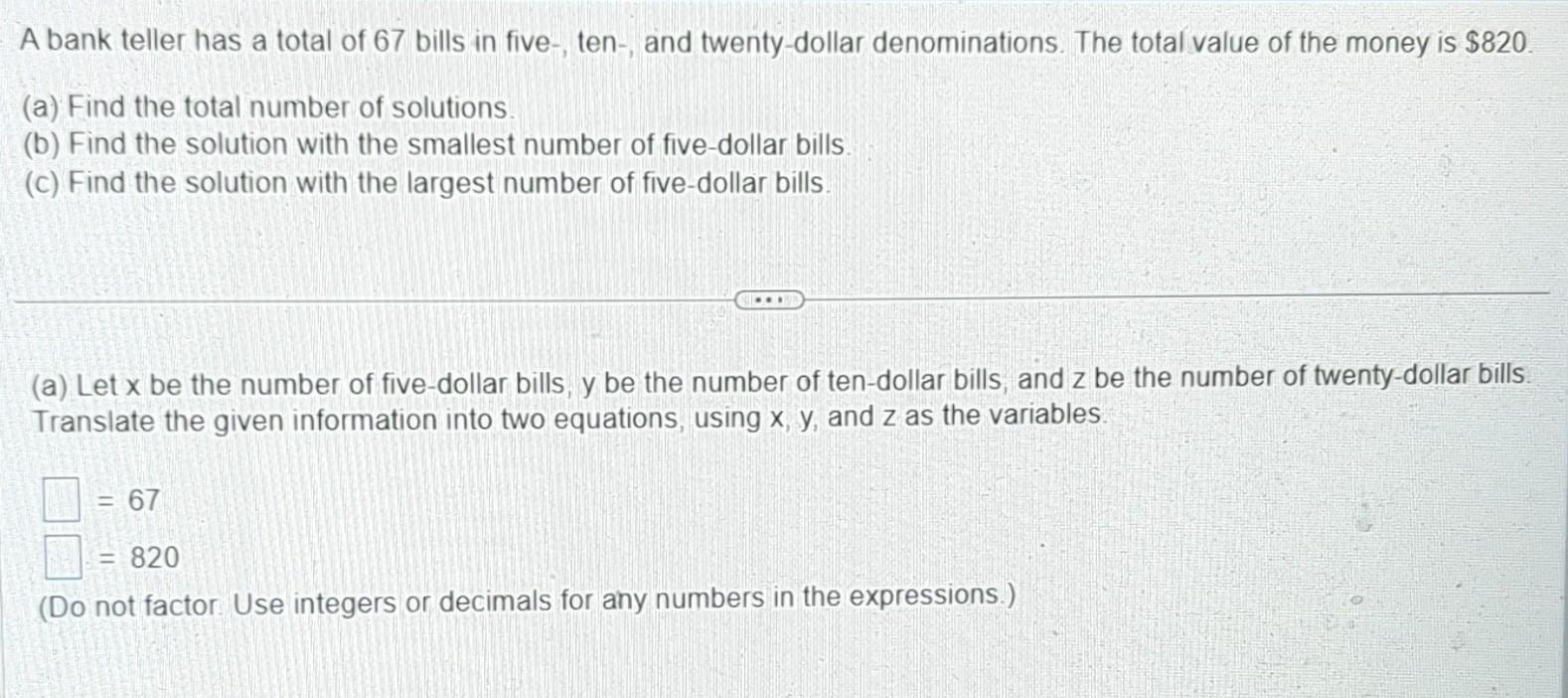 Solved b) find the solution with the smallest number of | Chegg.com