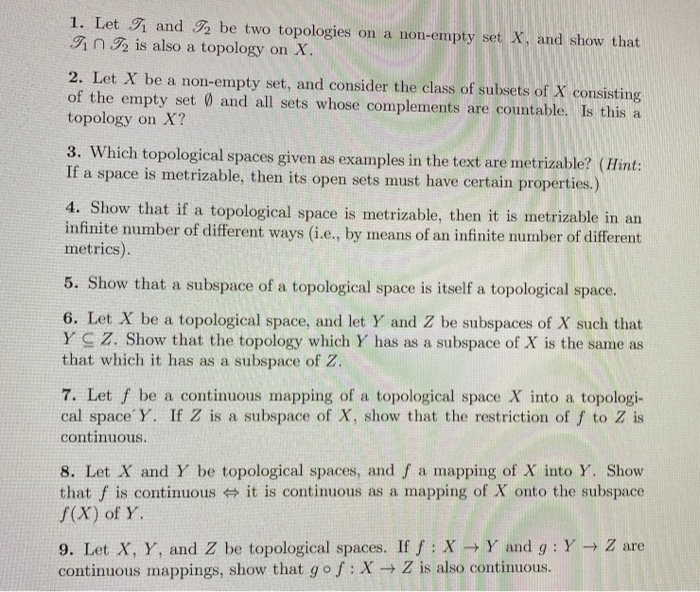 Solved 1. Let I and I be two topologies on a non-empty set | Chegg.com Solved 1. Let I and I be two topologies on a non-empty set | Chegg.com