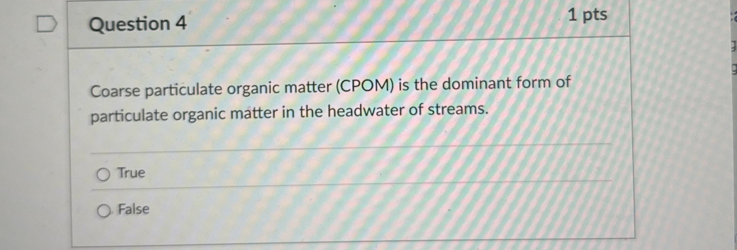 High Quality SOLUTION Question 41 ﻿ptsCoarse particulate organic matter | Chegg.com