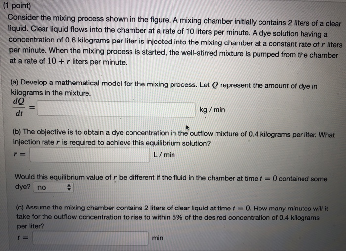 Solved (1 point) Consider the mixing process shown in the | Chegg.com