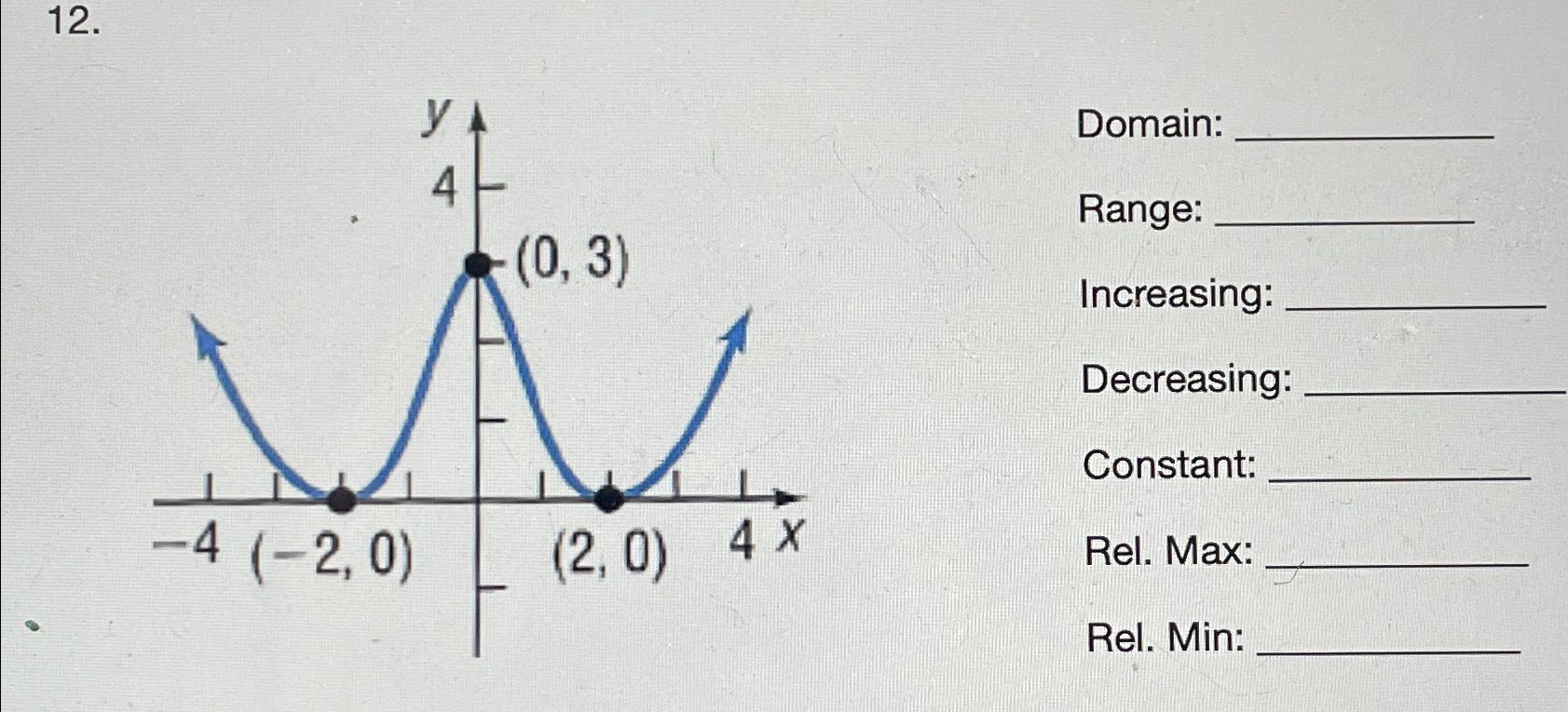 Solved Domain Range Increasing Decreasing Constant Rel