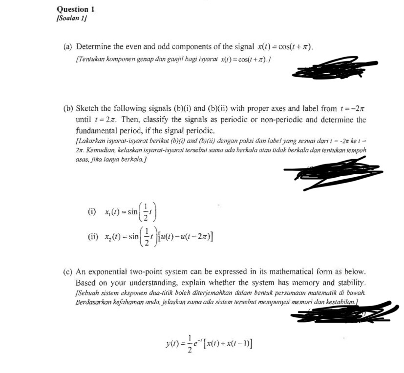 Solved Question 1[Soalan 1](a) ﻿Determine the even and odd | Chegg.com