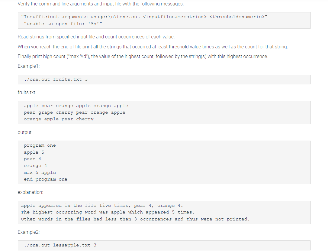 Verify the command line arguments and input file with | Chegg.com