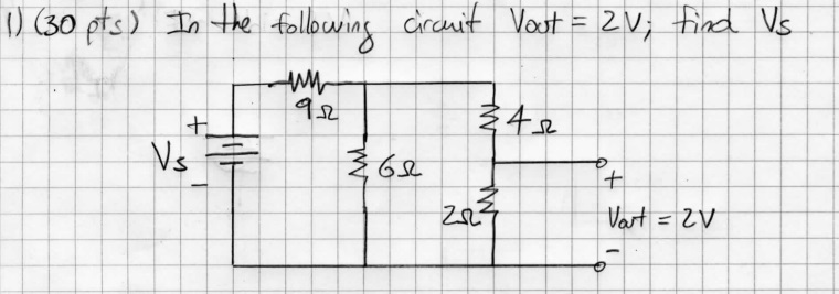 Solved In the following circuit Vout =2V; find VS | Chegg.com