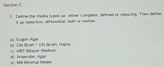 Solved Section C 1. Define the media types as either | Chegg.com
