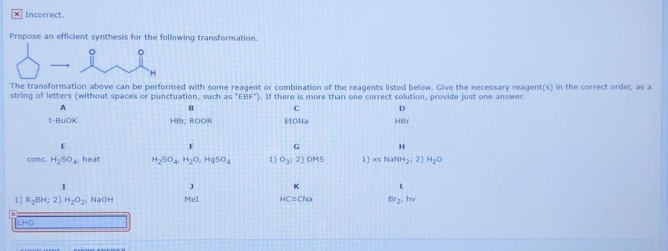 Solved x Incorrect. Propose an efficient synthesis for the | Chegg.com