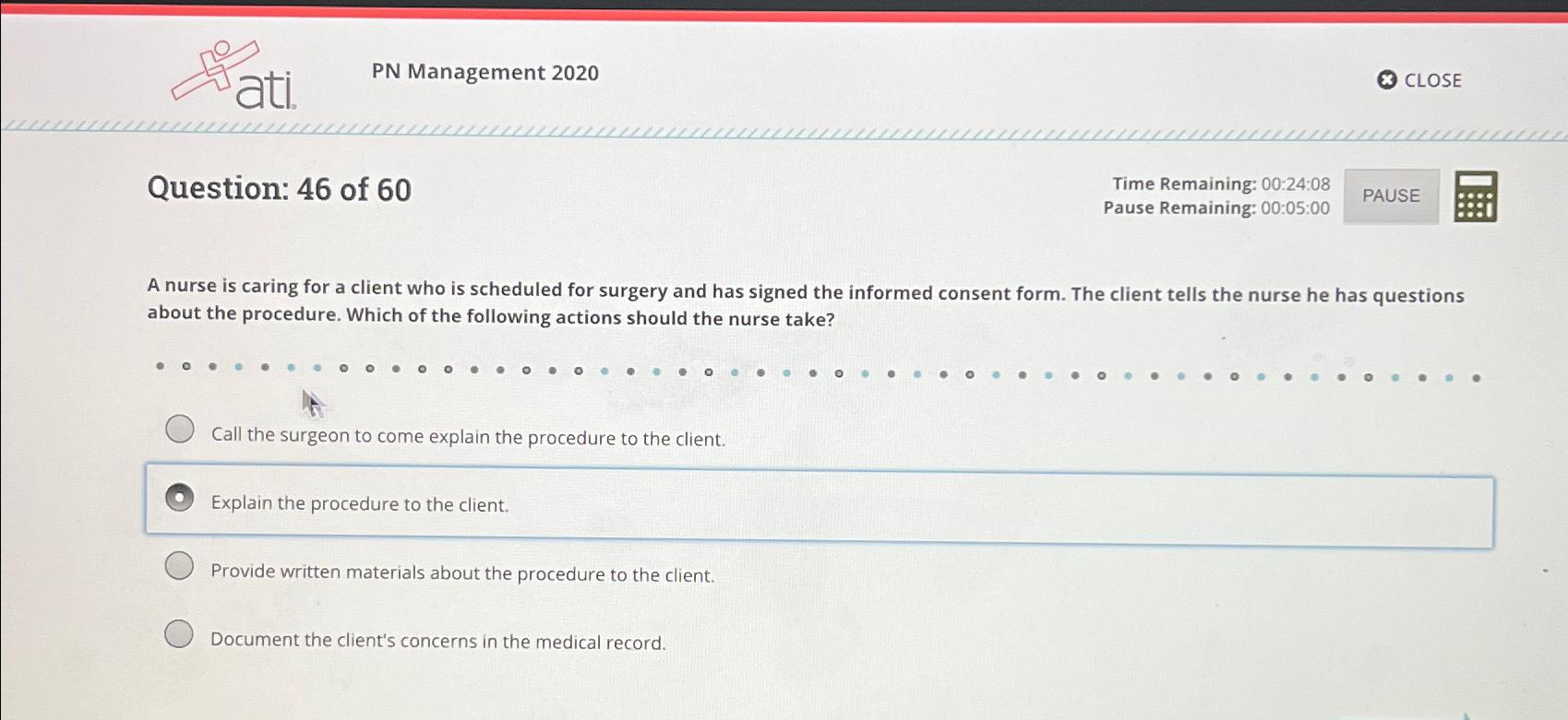 Solved PN Management 2020CLOSEQuestion: 46 ﻿of 60Time | Chegg.com