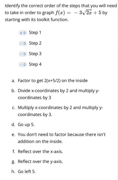 Solved Identify the correct order of the steps that you will | Chegg.com