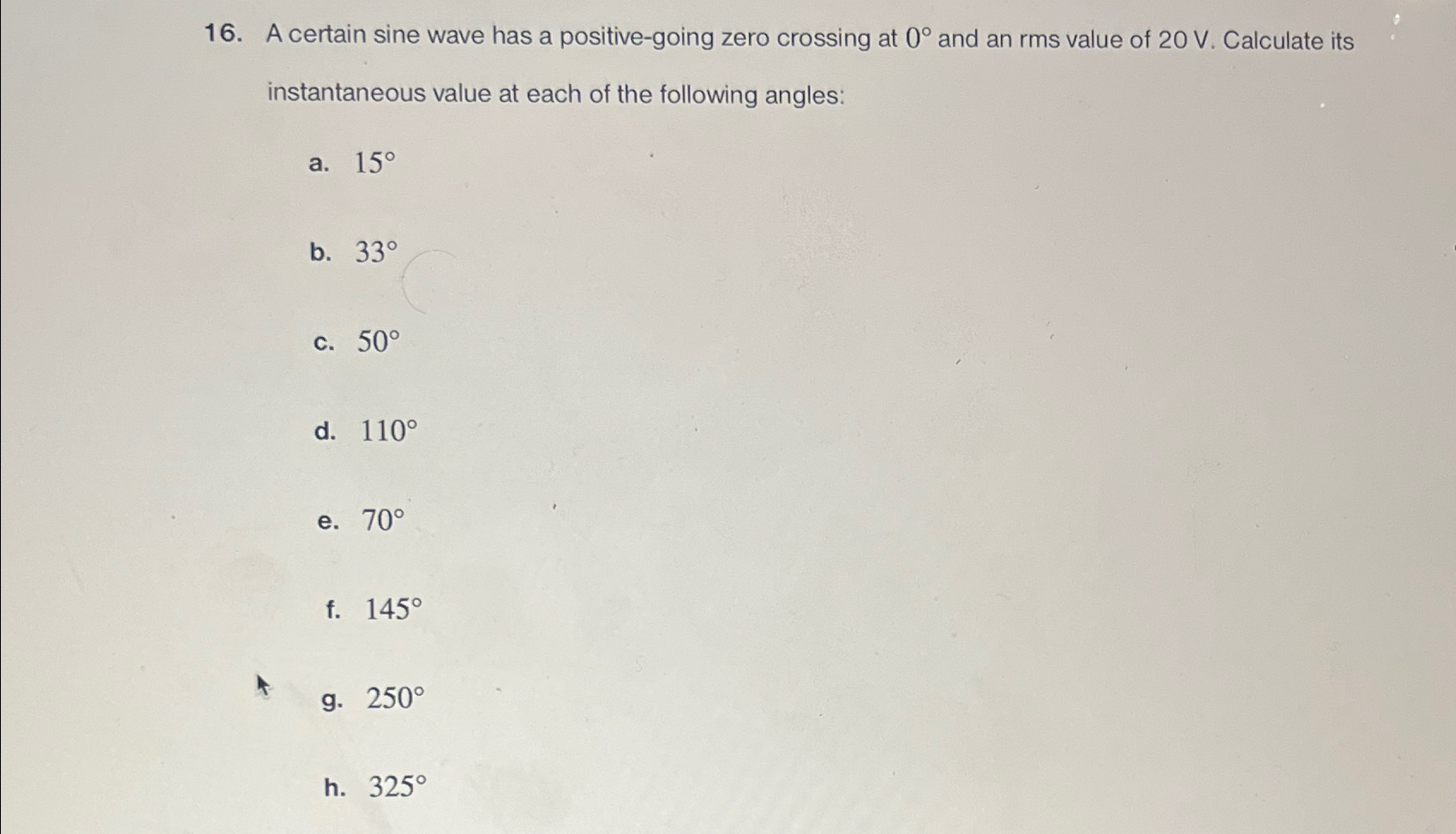Solved A certain sine wave has a positive-going zero | Chegg.com