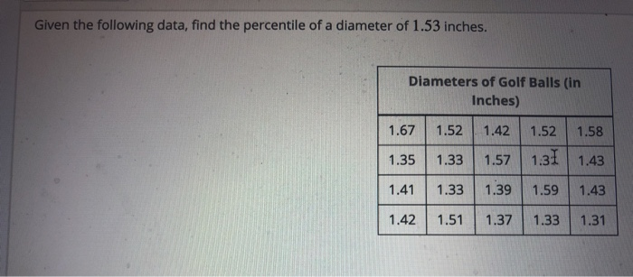 Solved Given the following data, find the percentile of a | Chegg.com