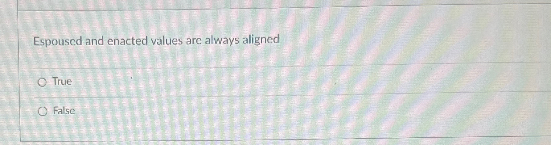 Solved Espoused and enacted values are always | Chegg.com