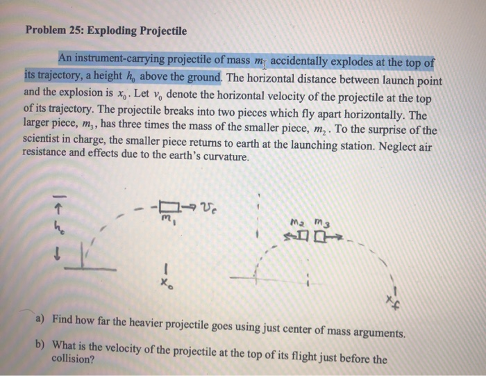 Solved Problem 25: Exploding Projectile An | Chegg.com