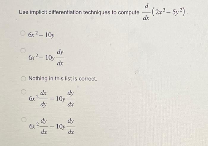 Solved Use implicit differentiation techniques to compute | Chegg.com
