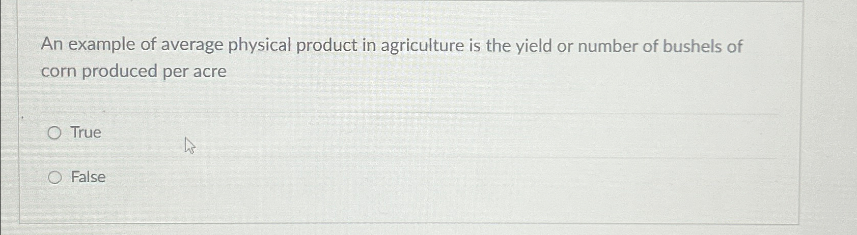 Solved An example of average physical product in agriculture | Chegg.com