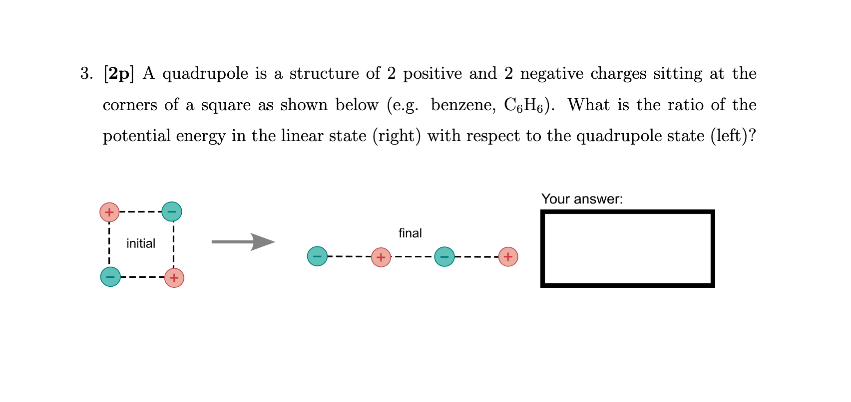 Solved A quadrupole is a structure of 2 ﻿positive and 2 | Chegg.com