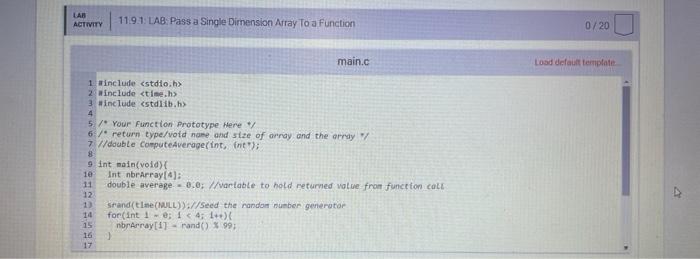 Solved 119 Lab Pass A Single Dimension Array To A Function 4180
