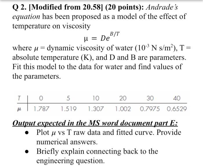 Solved Q 2. [Modified from 20.58] (20 points): Andrade's | Chegg.com
