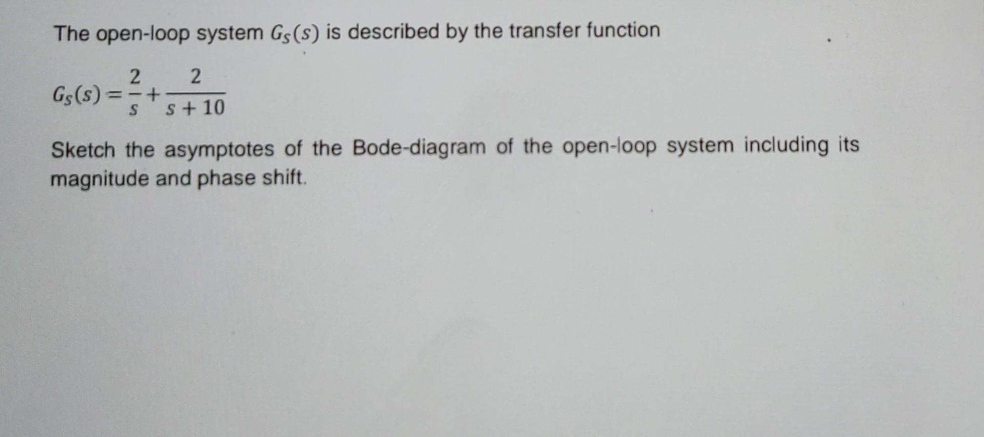Solved The open-loop system GS(s) is described by the | Chegg.com