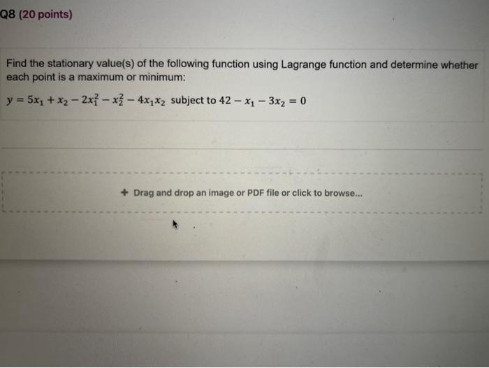 Solved Find the stationary value(s) of the following | Chegg.com