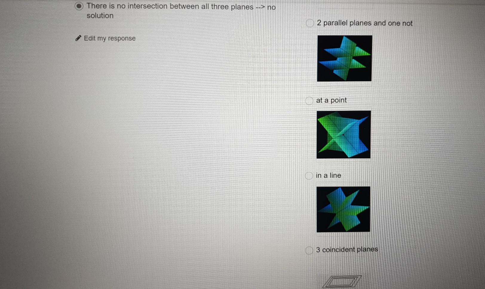 Solved Describe the intersection of three planes given the | Chegg.com