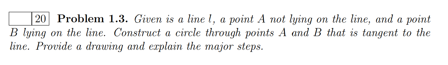 Solved 1] ﻿Problem 1.3. ﻿Given is a line l, ﻿a point A not | Chegg.com