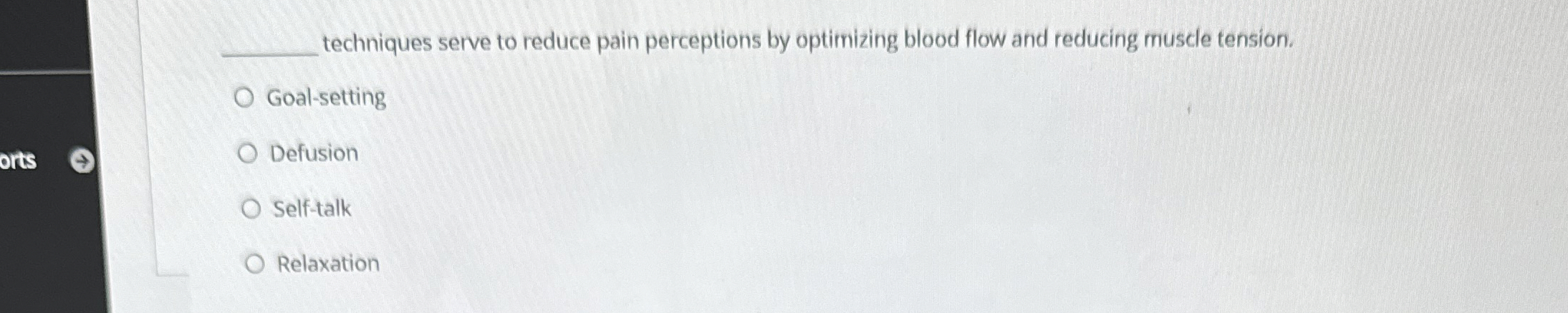 Solved techniques serve to reduce pain perceptions by | Chegg.com