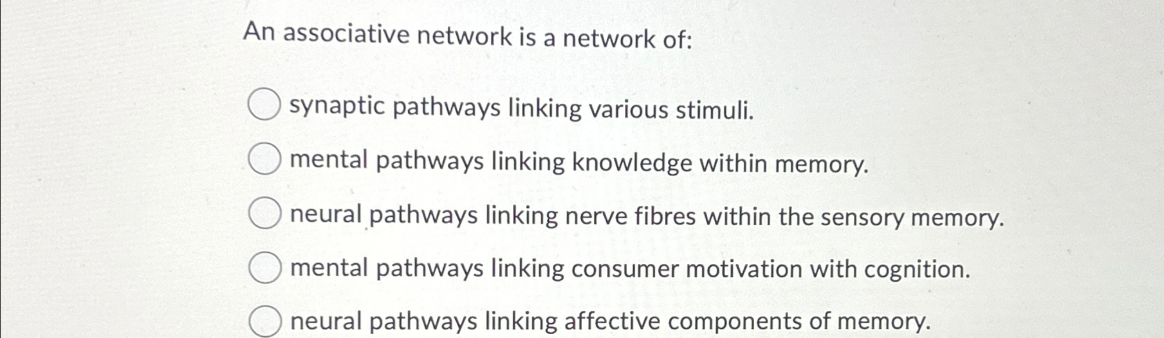 Solved An associative network is a network of:synaptic | Chegg.com