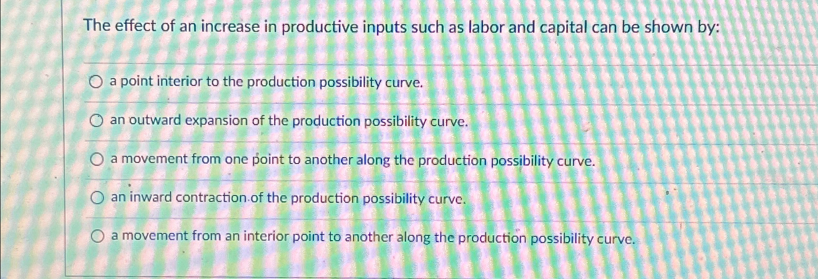 Solved The effect of an increase in productive inputs such | Chegg.com