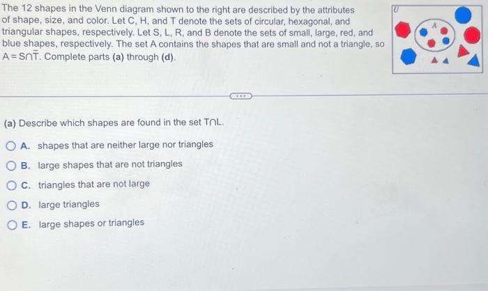 Solved The 12 shapes in the Venn diagram shown to the right | Chegg.com