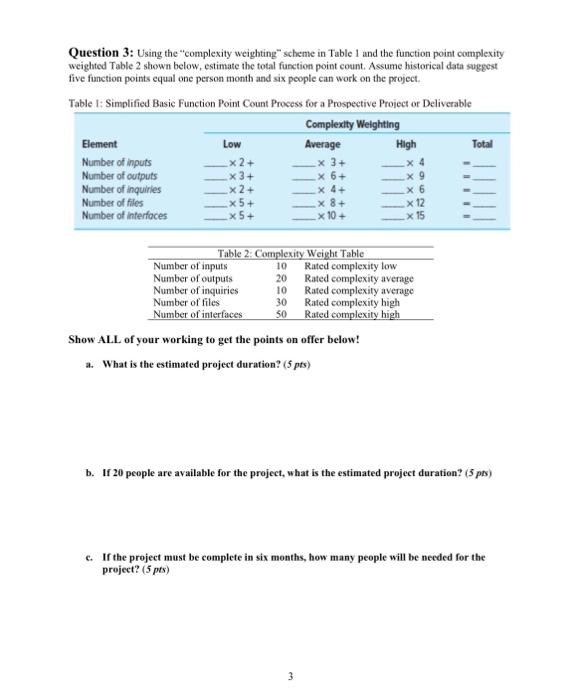 Solved Question 3: Using the "complexity weighting" scheme | Chegg.com