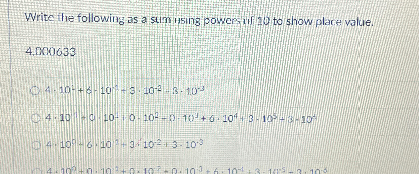 Solved Write the following as a sum using powers of 10 ﻿to | Chegg.com