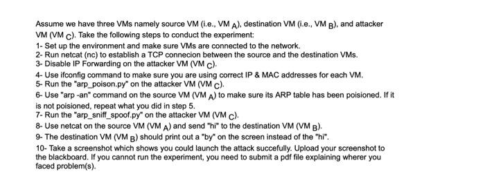Solved Assume We Have Three Vms Namely Source Vm Ie Vm A