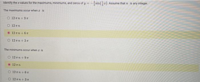 Solved Identify the x-values for the maximums, minimums, and | Chegg.com