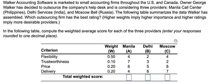 Solved Walker Accounting Software is marketed to small | Chegg.com
