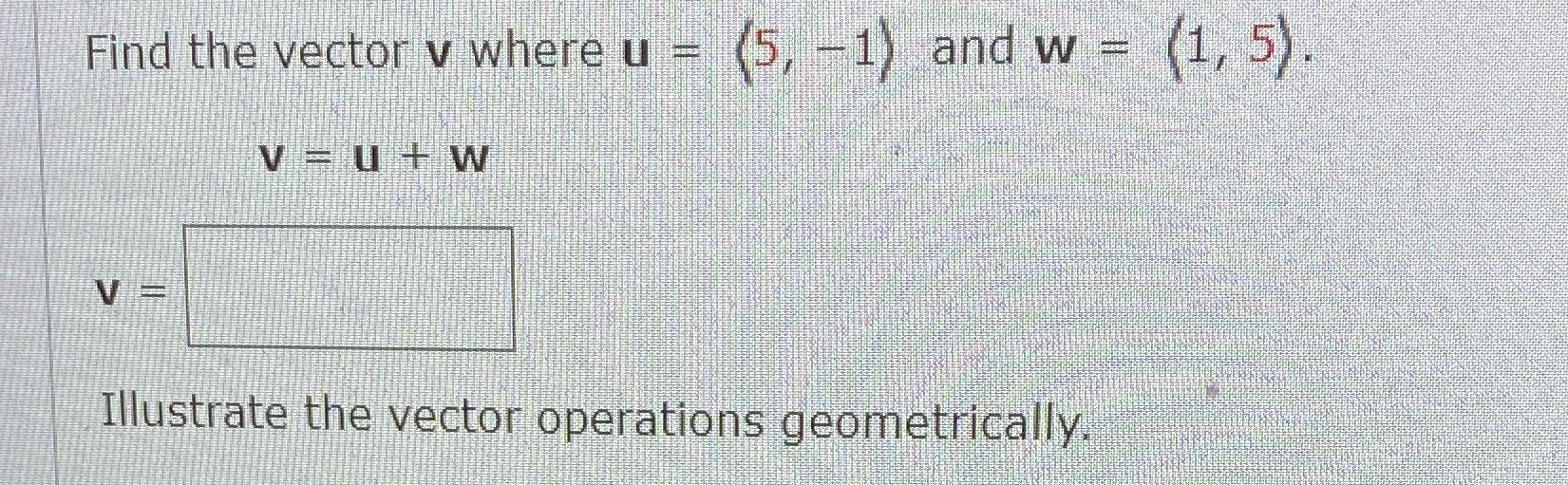 Solved Find the vector v ﻿where u=(5,-1) ﻿and | Chegg.com