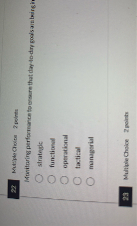 Solved Multiple Choice 2 ﻿pointsMonitoring performance to | Chegg.com