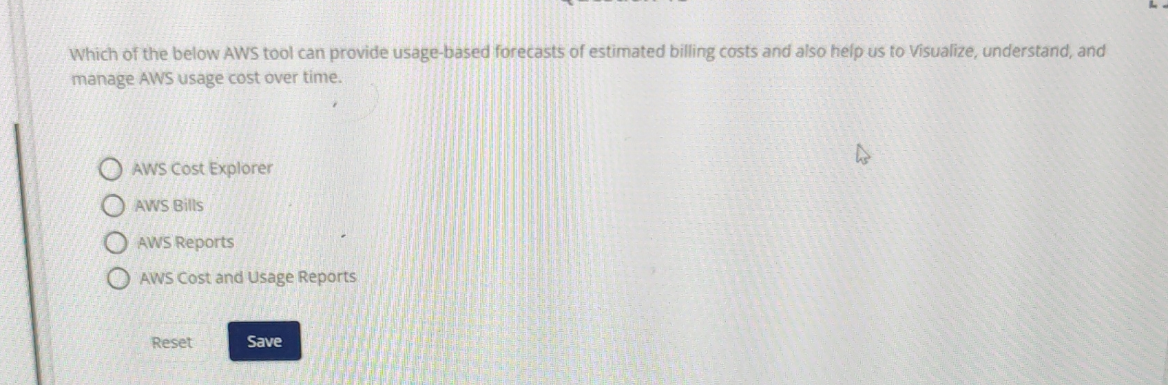 Solved Which of the below AWS tool can provide usage-based | Chegg.com